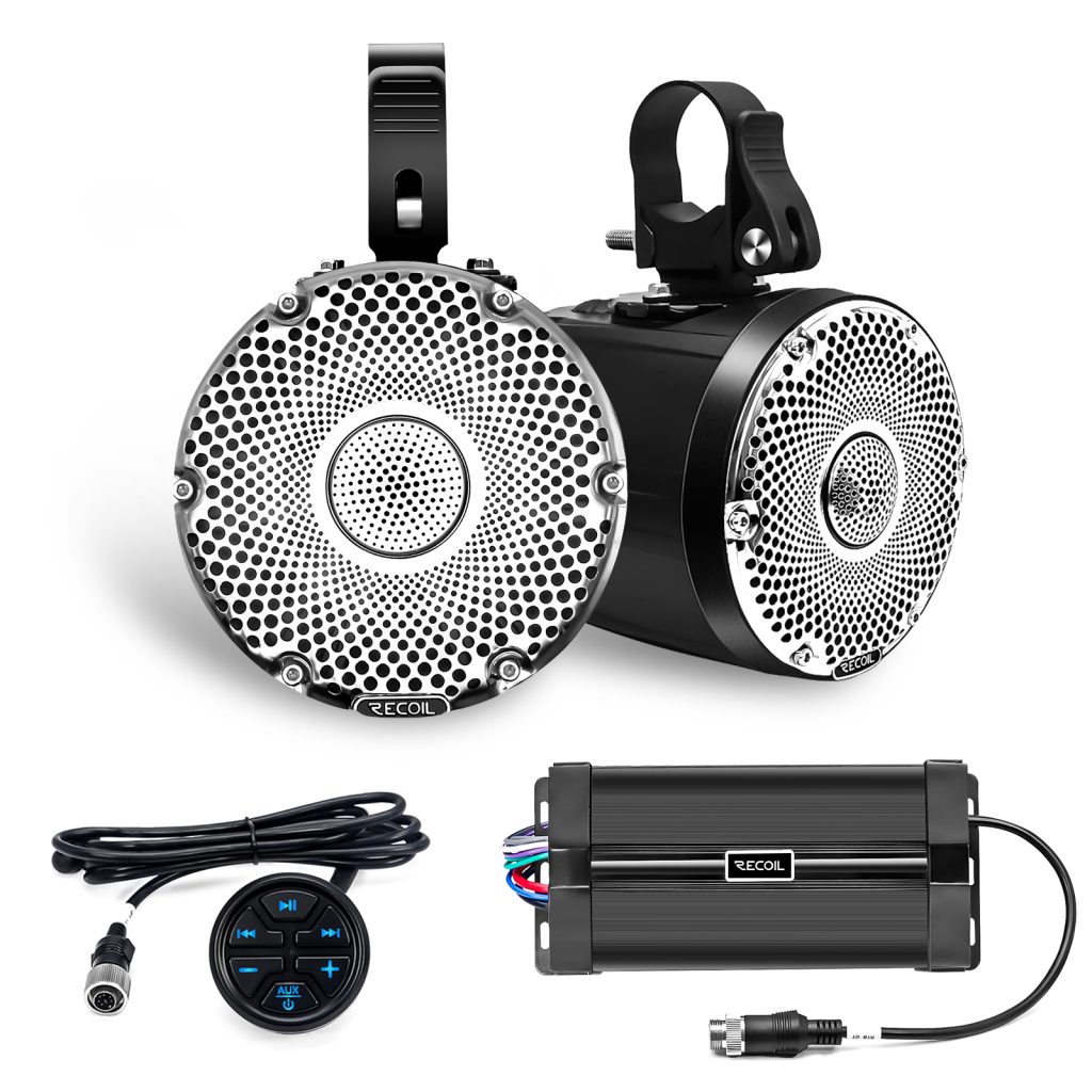 R4-P Complete Marine 200 Watts Pair Speakers Audio System, Super Loud 4 ...