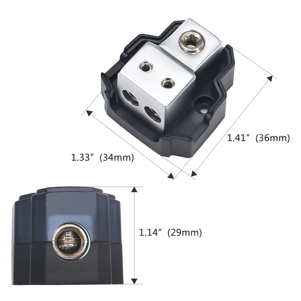SDB12 2-Way Mini Power Distribution Block, 1 X 4/8 Gauge In / 2 X 8/10 ...