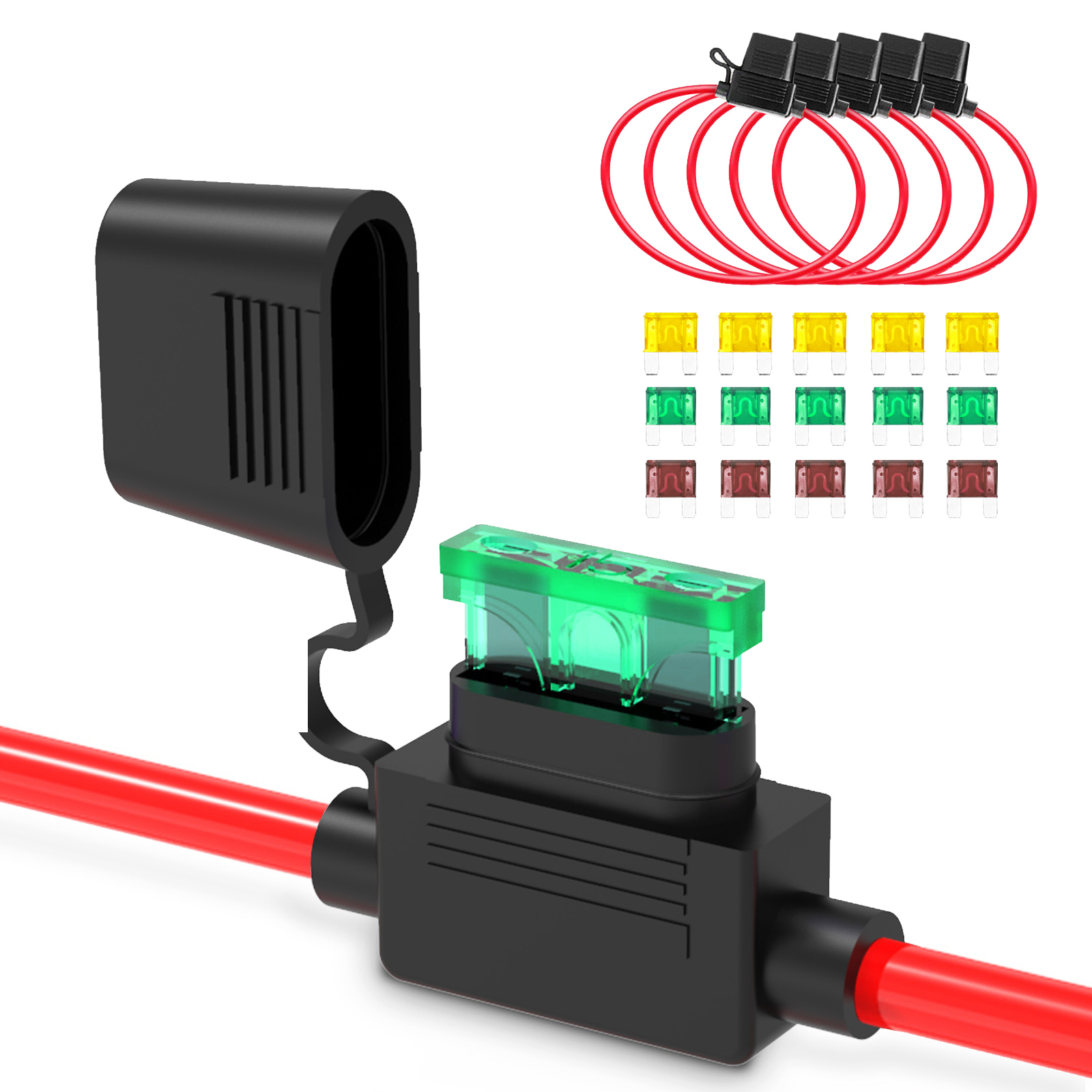 FHA10-5 5-Pack ATC/ATO Inline 10AWG Fuse Holders, True Spec Oxygen Free ...