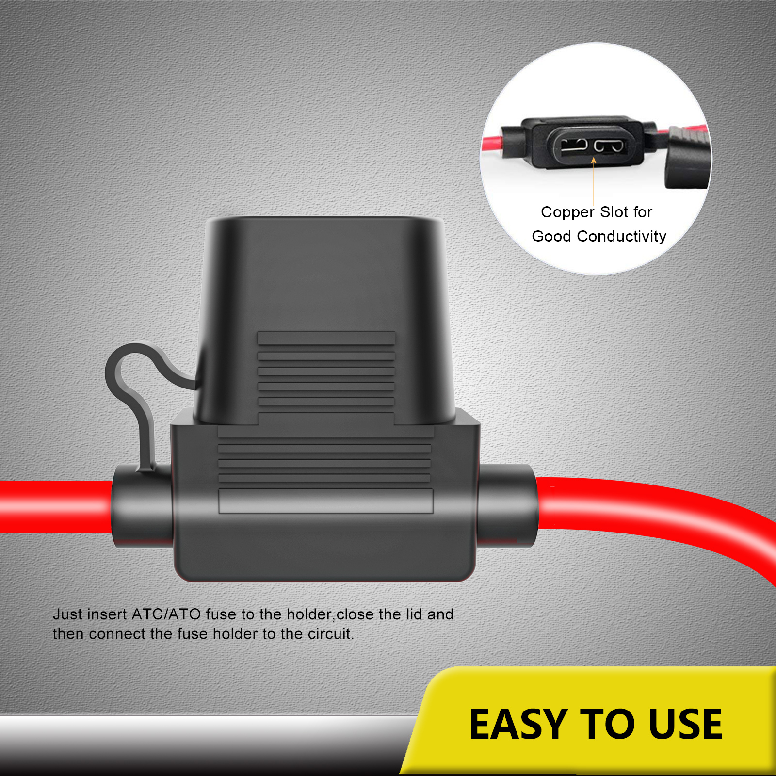 FHA10-5 5-Pack ATC/ATO Inline 10AWG Fuse Holders, True Spec Oxygen Free ...