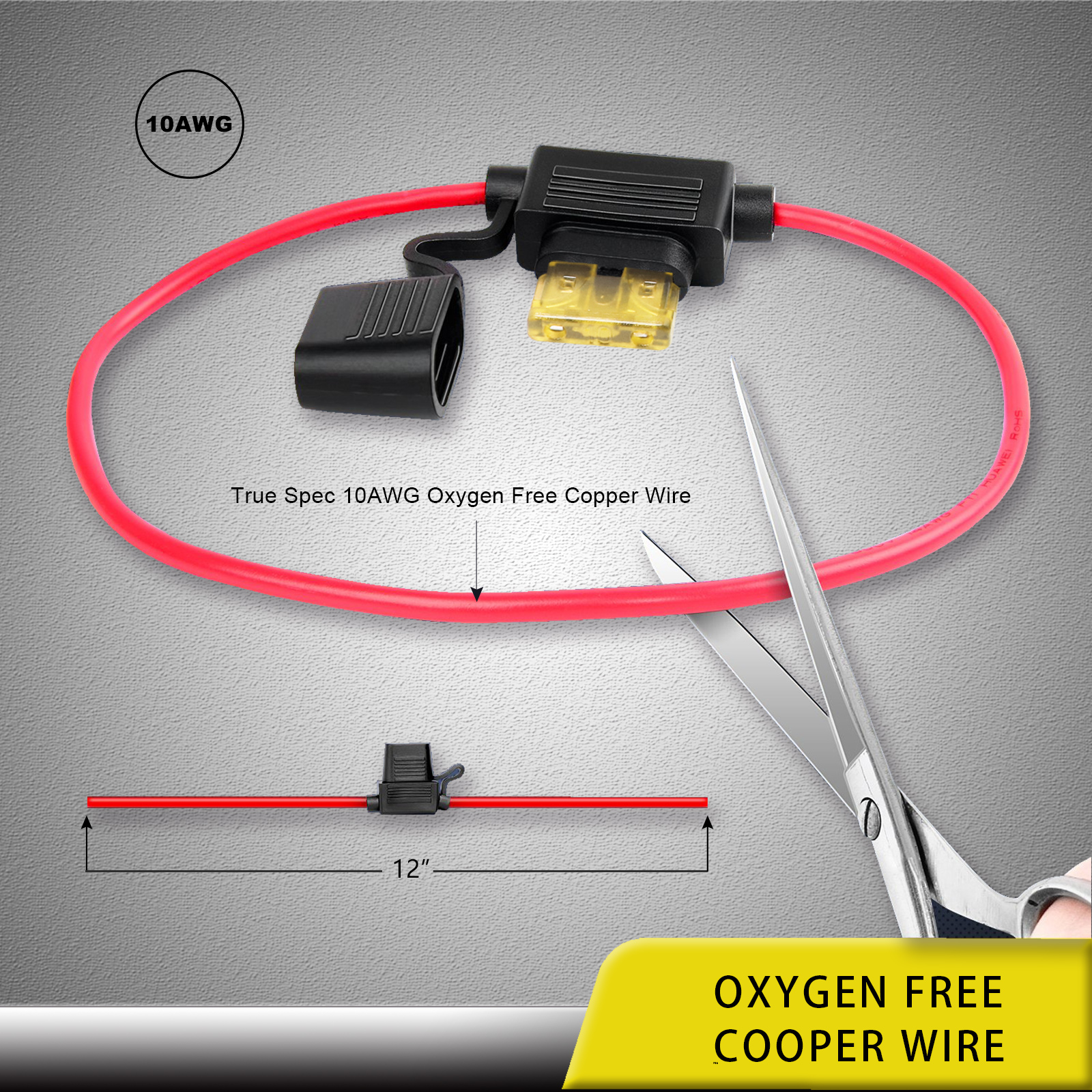 FHA10-5 5-Pack ATC/ATO Inline 10AWG Fuse Holders, True Spec Oxygen Free ...