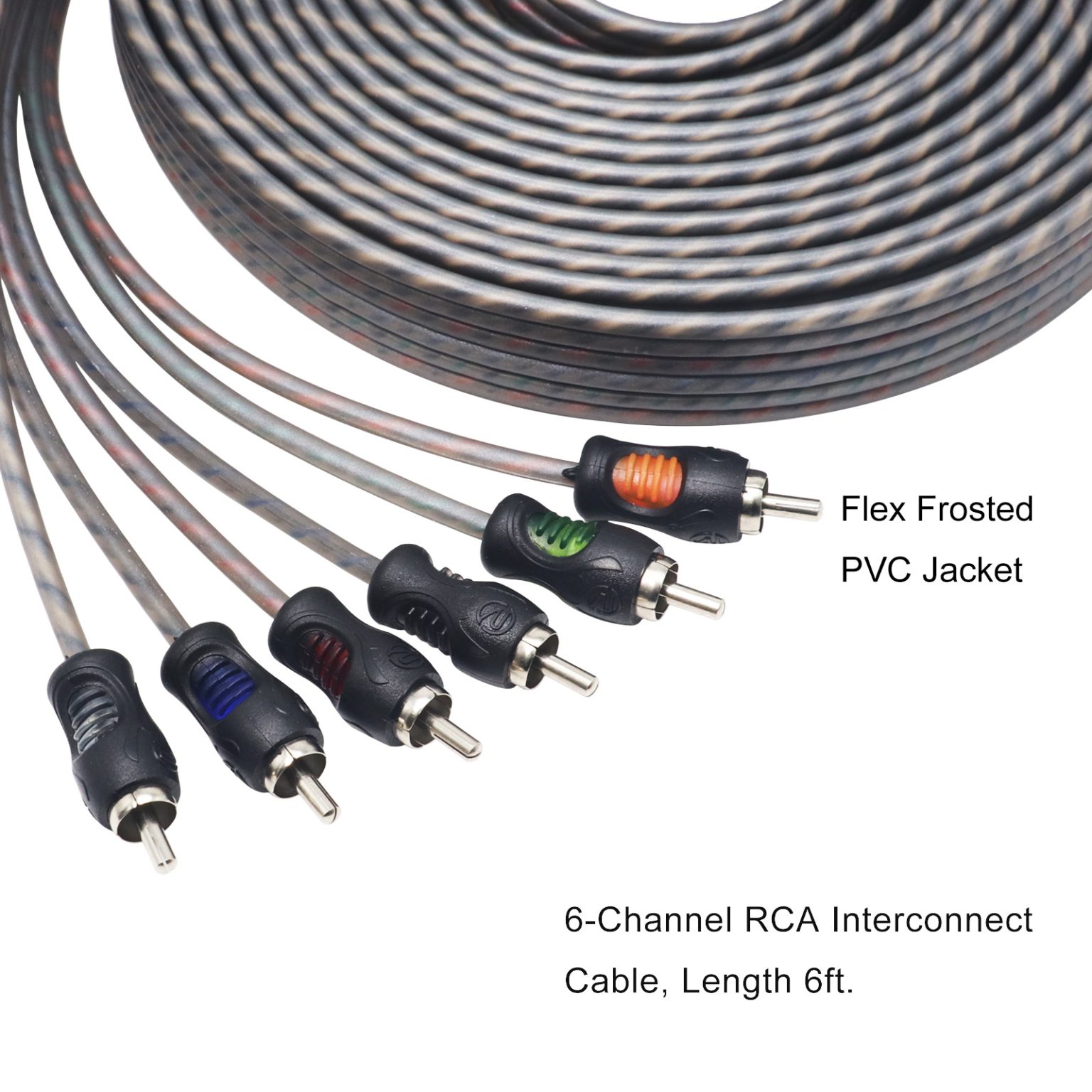 RCI66 100% Oxygen Free Copper 6ft 6-Channel RCA Audio Cable, Twisted ...