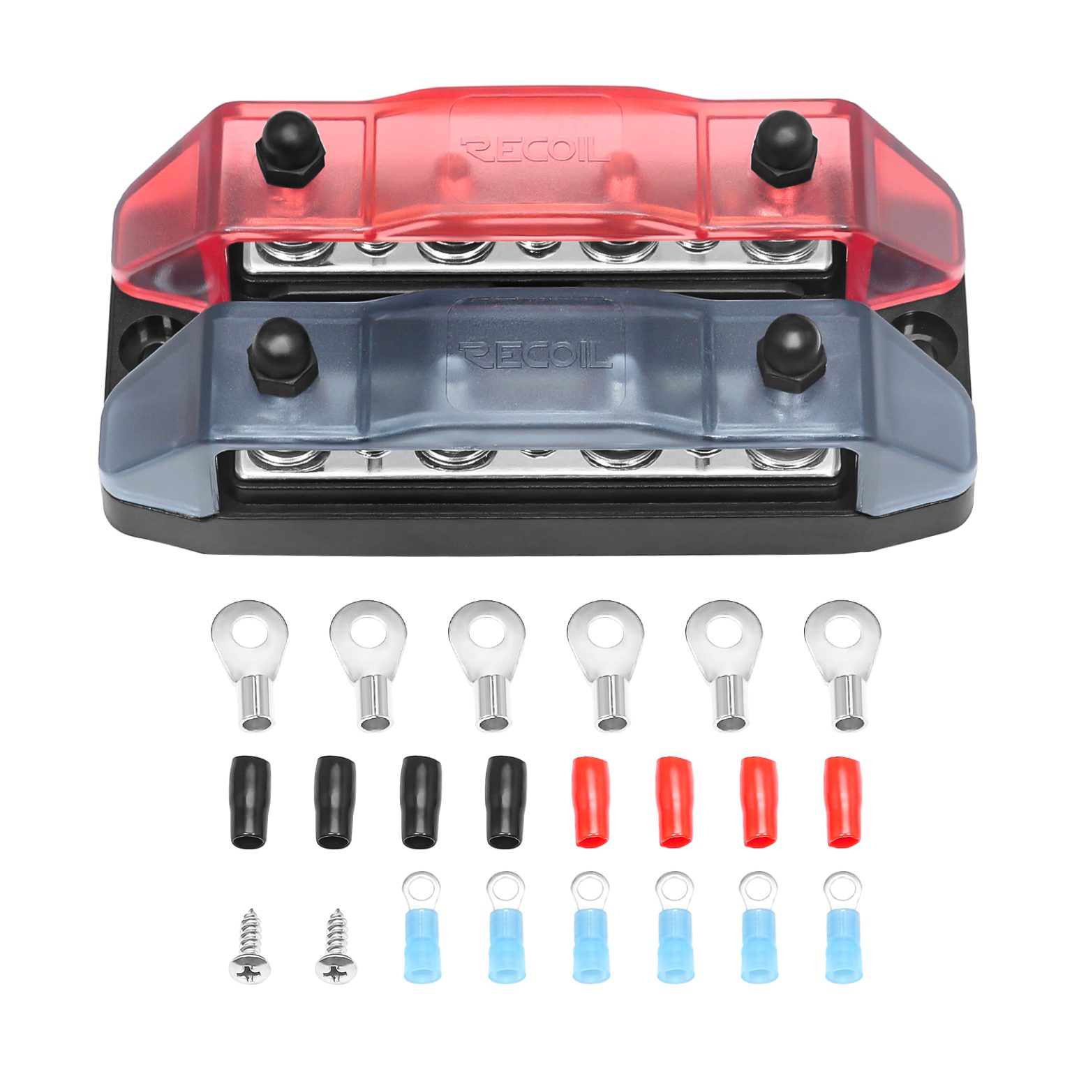 DBBS43 Dual Row Busbar Positive and Negative 4 x M5 Studs 3 x #8 Screw ...