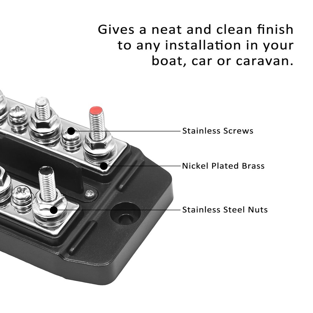 DBBS43 Dual Row Busbar Positive and Negative 4 x M5 Studs 3 x #8 Screw ...