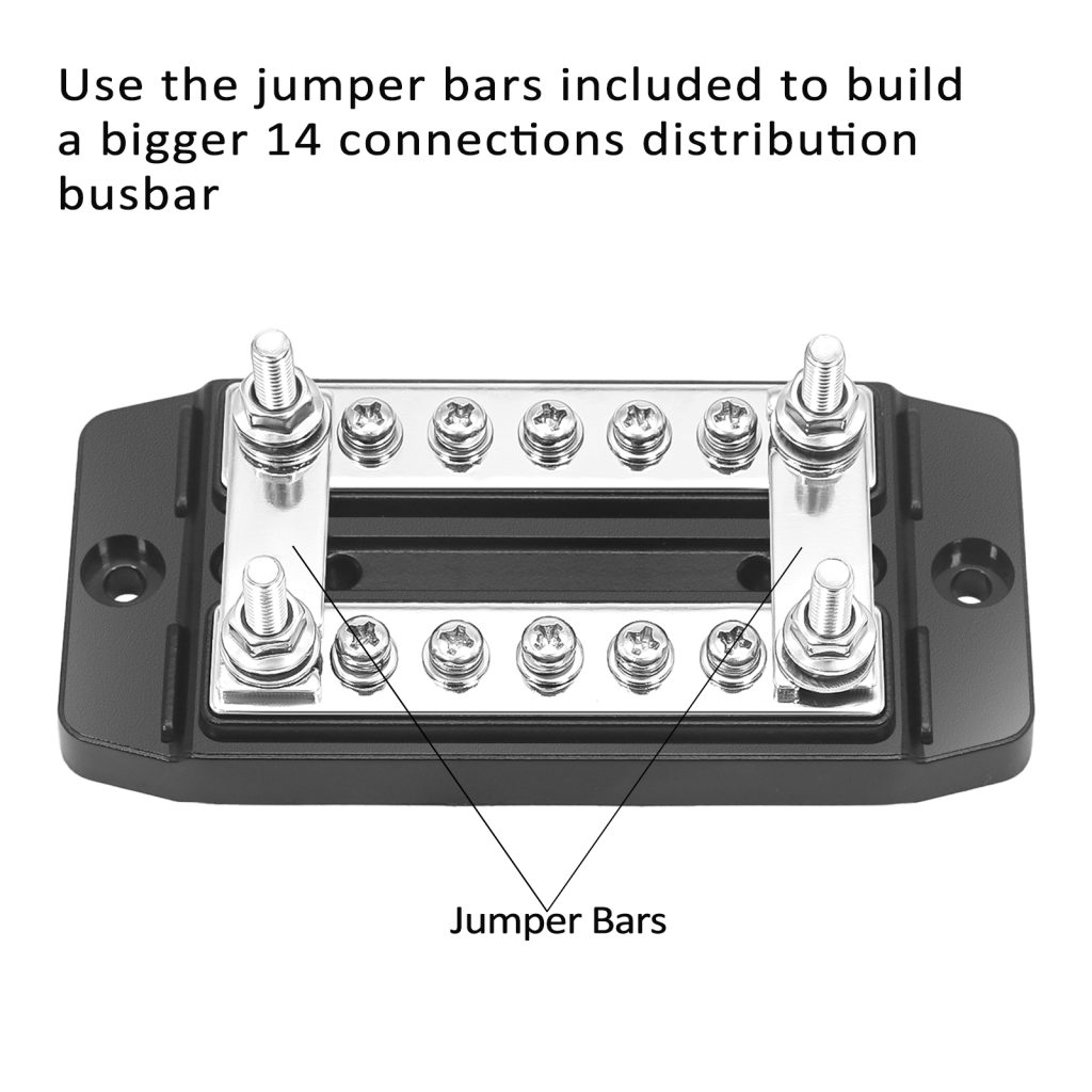 DBBS25 Dual Row Busbar Positive and Negative 2 x M5 Studs 5 x #8 Screw ...