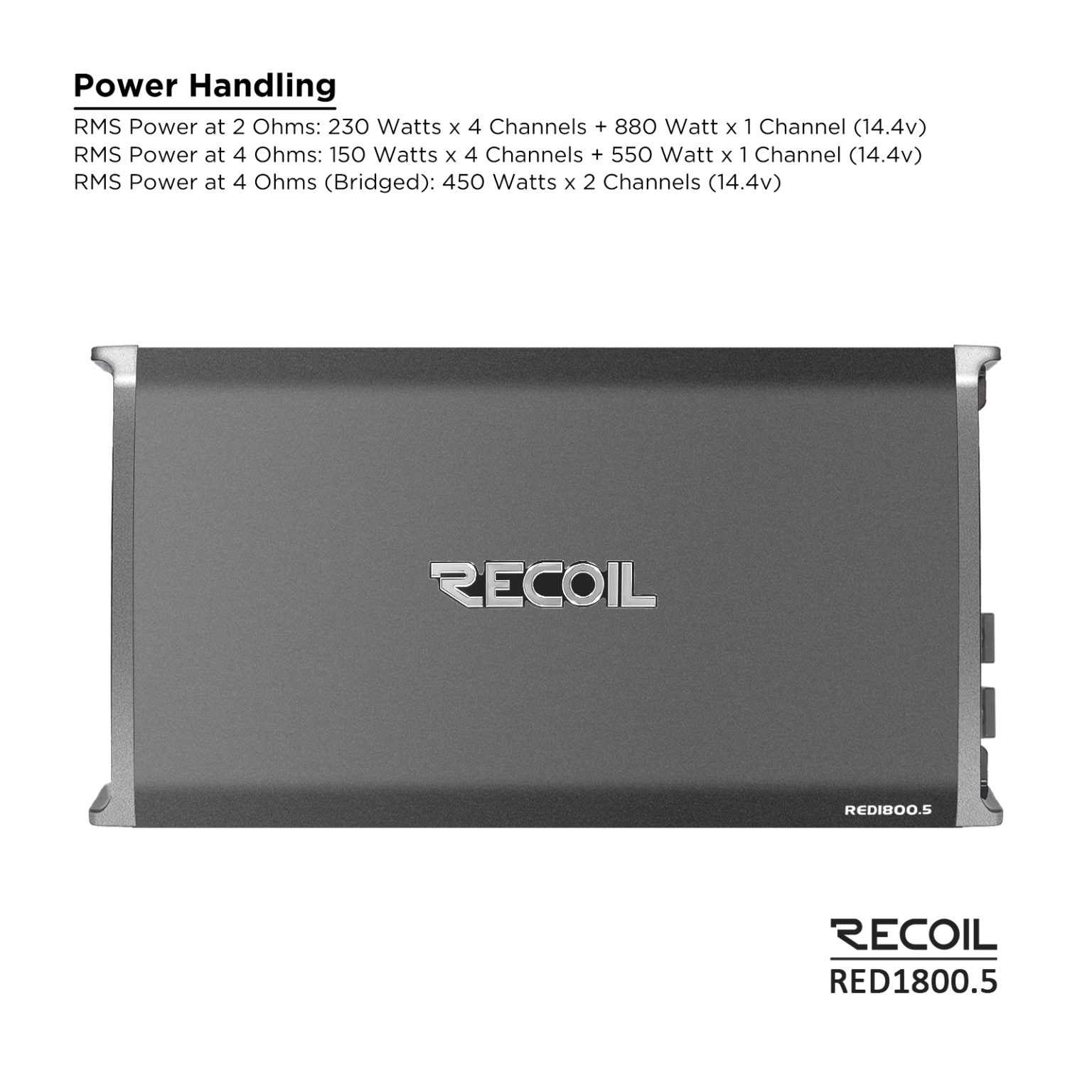 RED1800.5 1,800 Watts Class-D Car Audio 5-Channel Amplifier, Mono 1 Ohm ...
