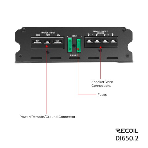 DI650.2 Full-Range Class-D 2-Channel Car Audio Amplifier, 1,400 Watts ...