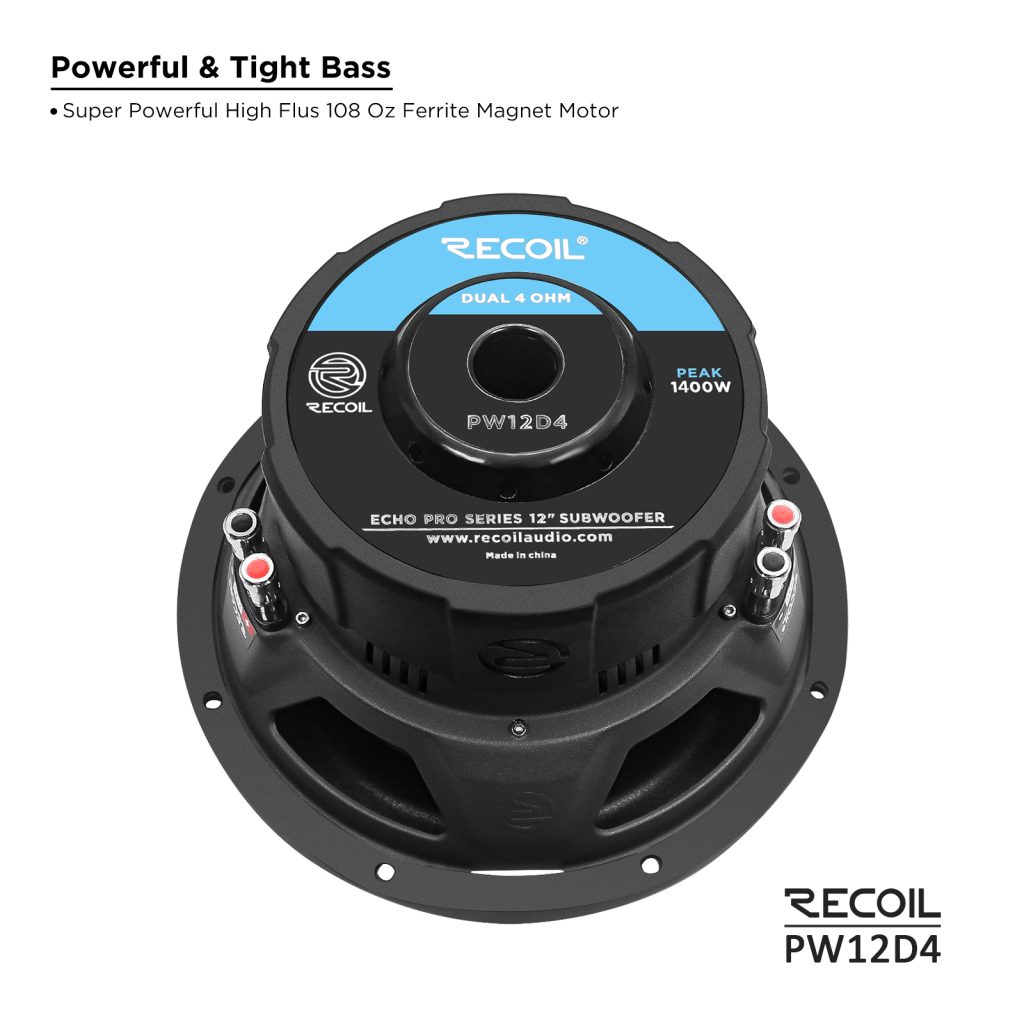 PW12D4 Echo Pro 12 Inch 1,400 Watts Power Dual 4 Ohm Voice Coil, 2.5 ...