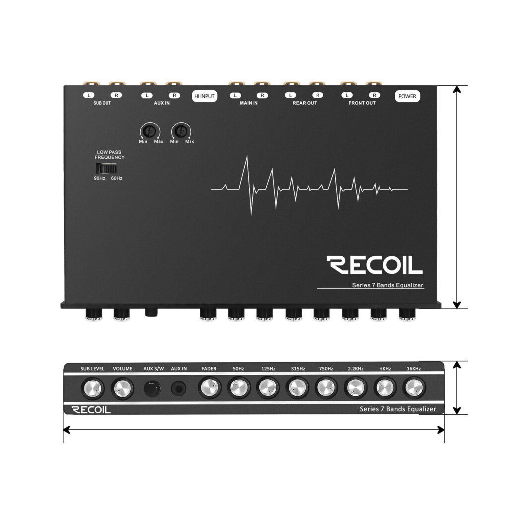 REQ7 7 Band 1/2 DIN Pre-Amp Car Audio Parametric Graphic Equalizer with ...