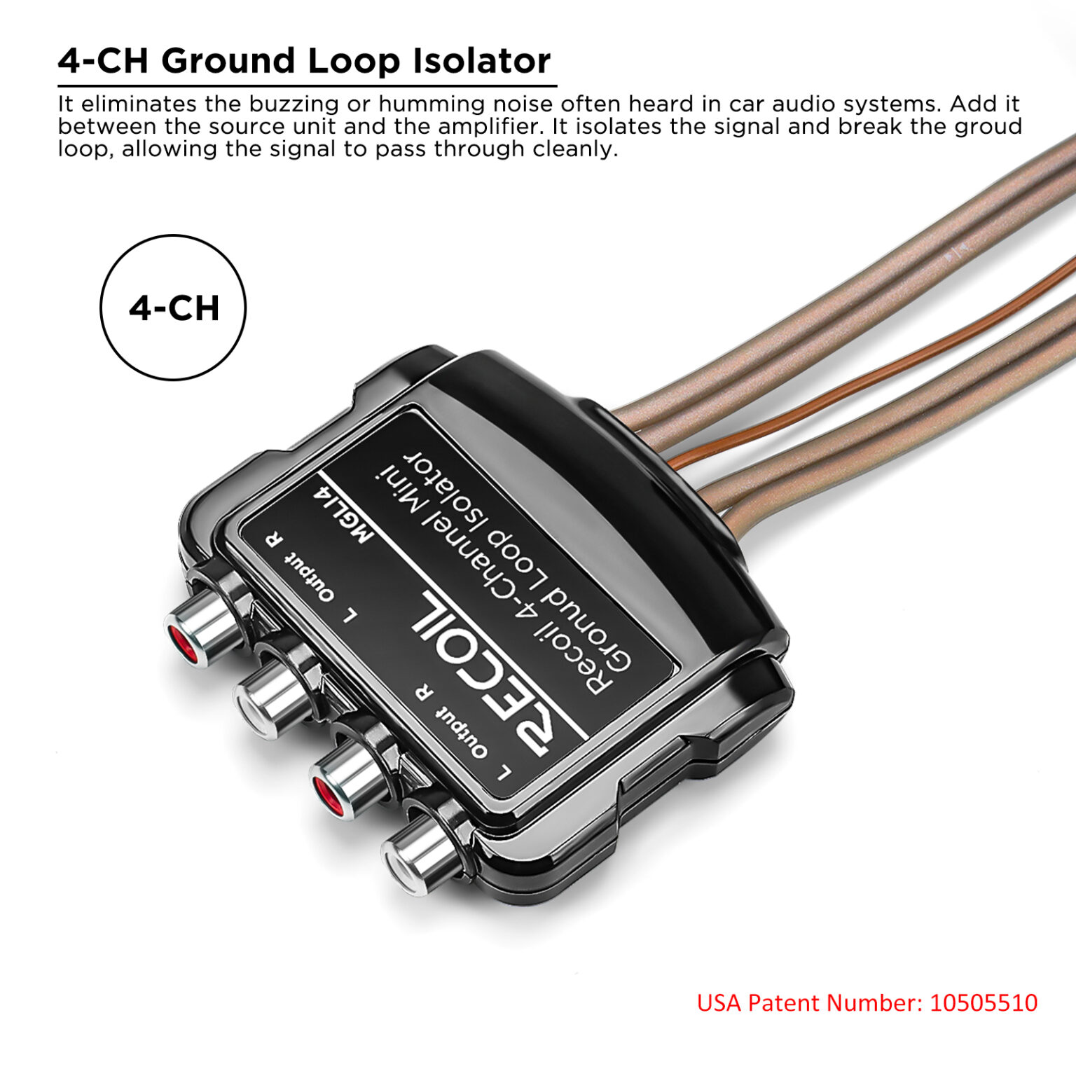 MGLI4 Super Mini 4-Channel RCA Stereo Ground Loop Isolator, Made from ...